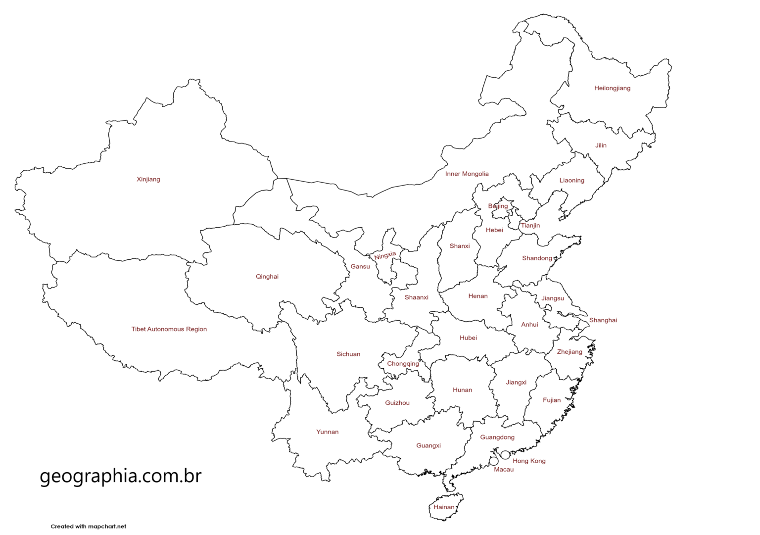 Mapa Da China (diversos) - Portal Geographia